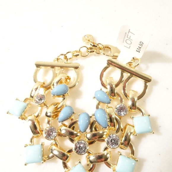 LOFT | Jewelry | Ann Taylor Loft Blue Crystal Link Bracelet Nwt 34 ...